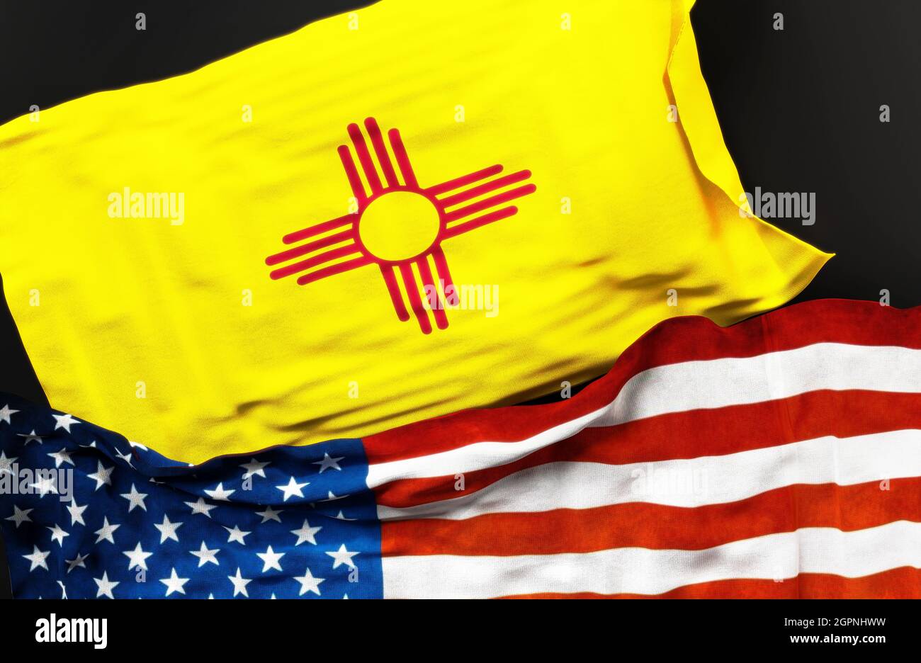 Flag of New Mexico along with a flag of the United States of America as ...