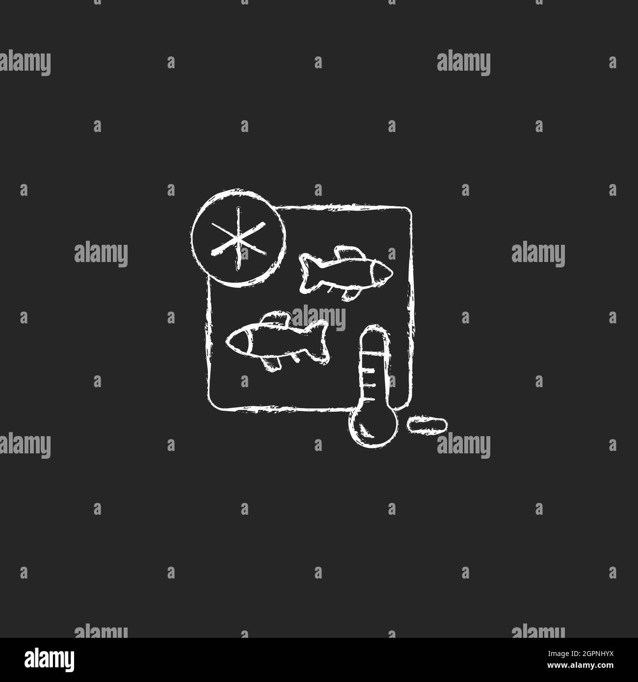 Fish storing chalk white icon on dark background Stock Vector Image ...