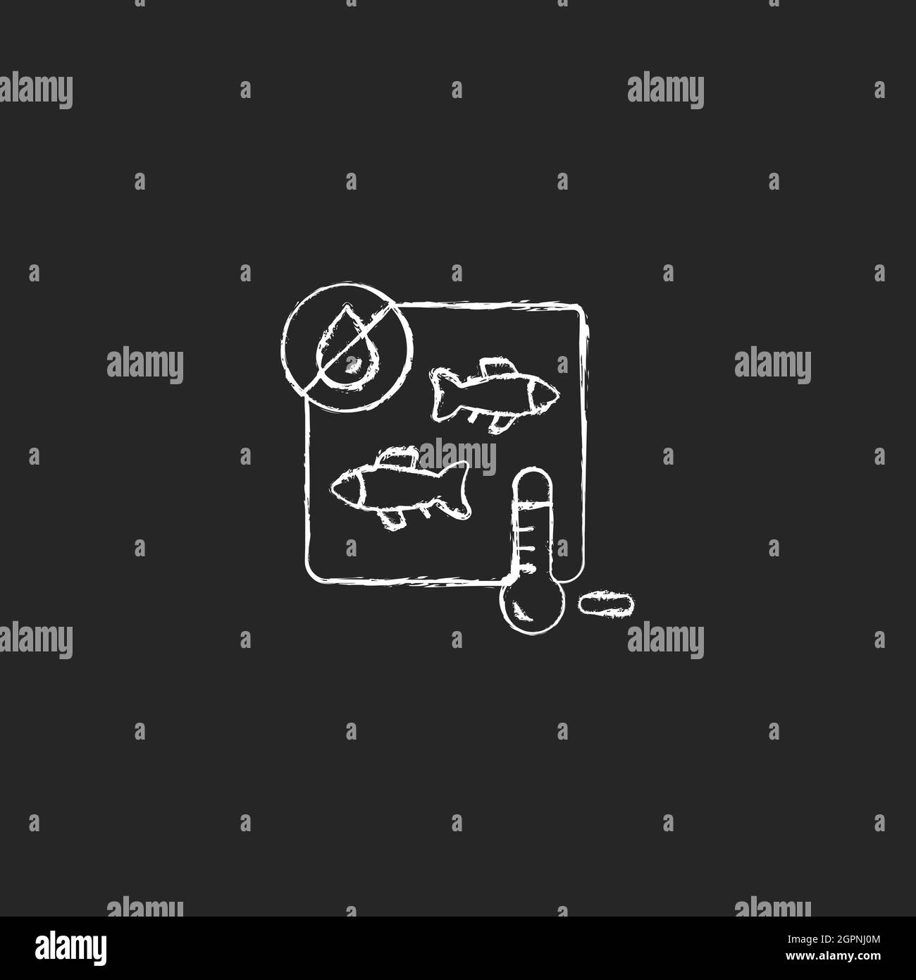 Freeze drying fish chalk white icon on dark background Stock Vector ...