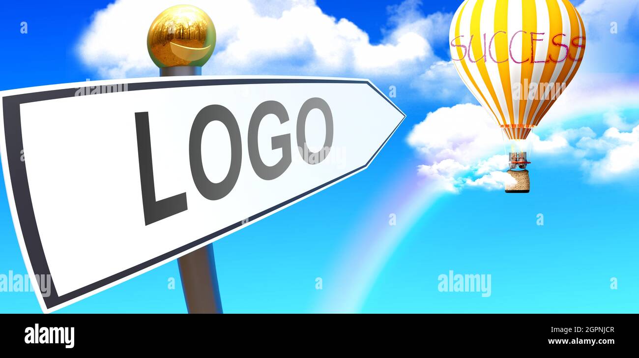 Logo leads to success - shown as a sign with a phrase Logo pointing at ...