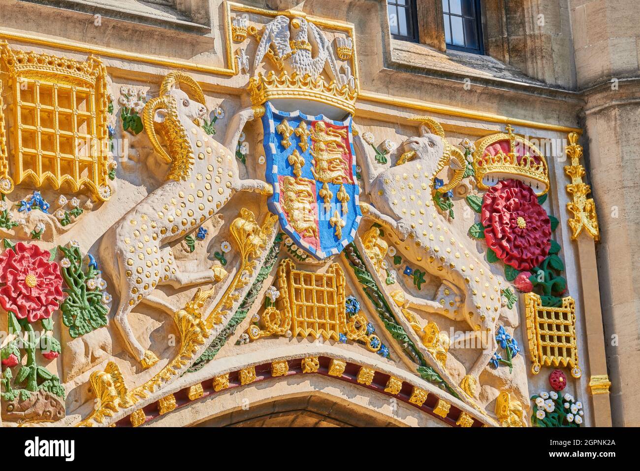The colorful tudor coat of arms at Christ college, university of ...