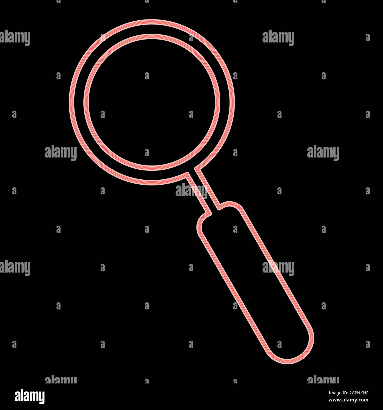 Neon loupe the red color vector illustration flat style image Stock ...