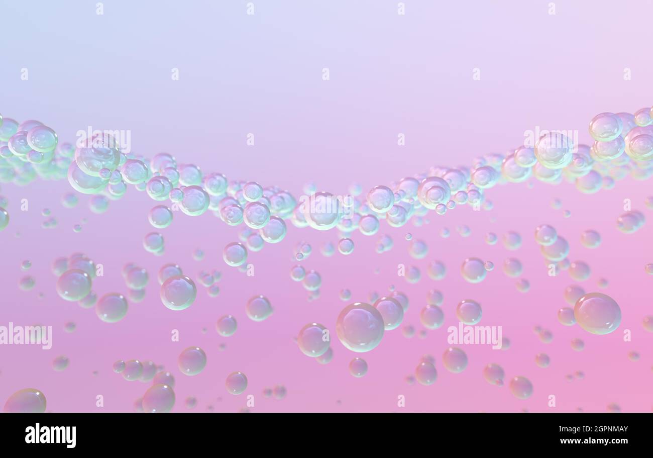 A science concept of a collection of transparent liquid molecules ...