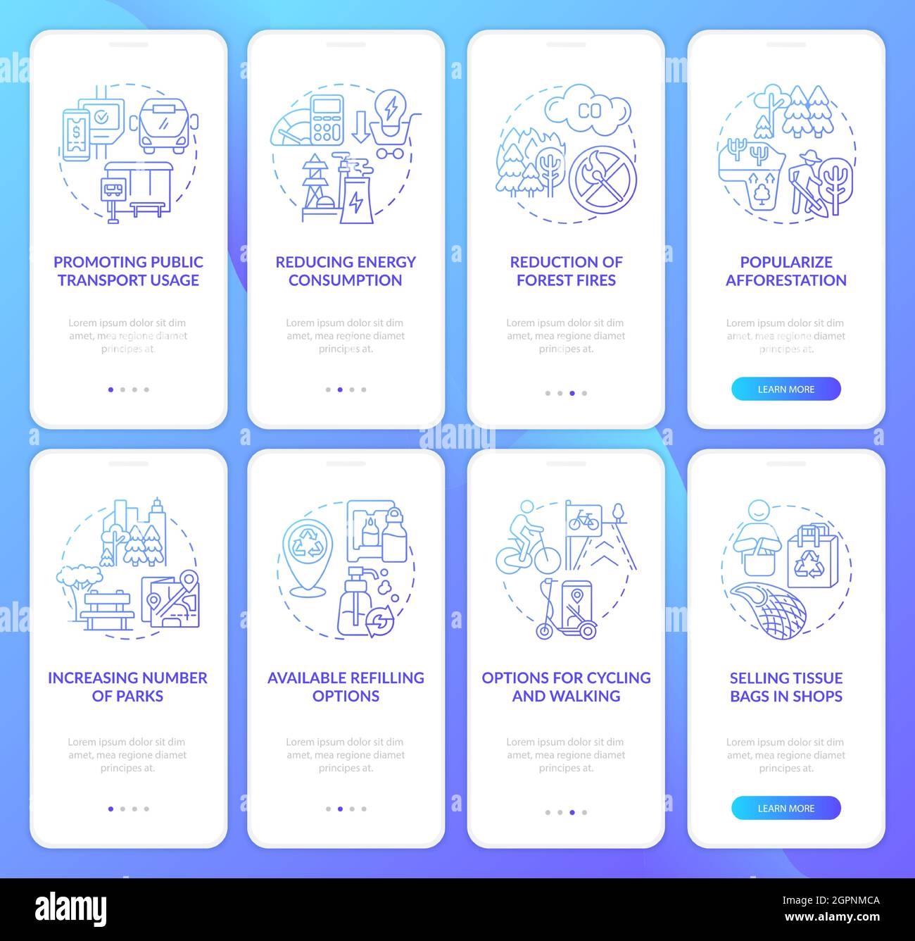 Solving air pollution crisis onboarding mobile app page screen set Stock Vector Image & Art - Alamy