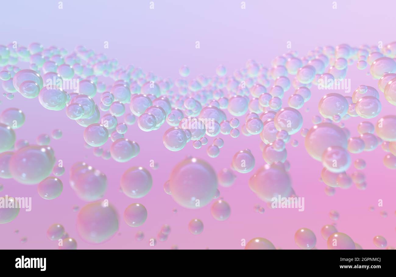 A science concept of a collection of transparent liquid molecules ...