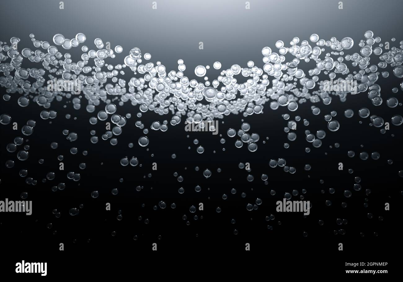 A science concept of a collection of transparent liquid molecules ...