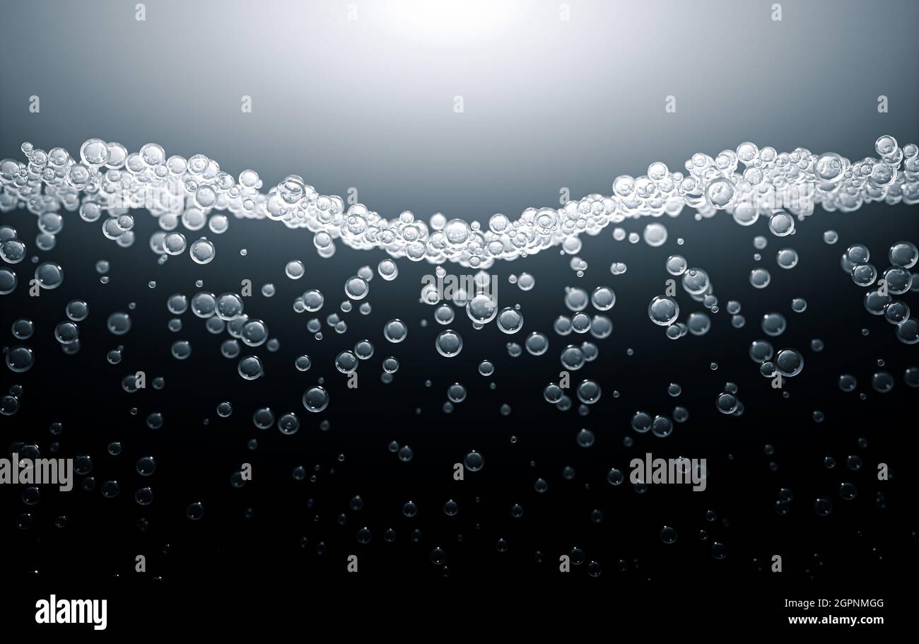 A science concept of a collection of transparent liquid molecules ...