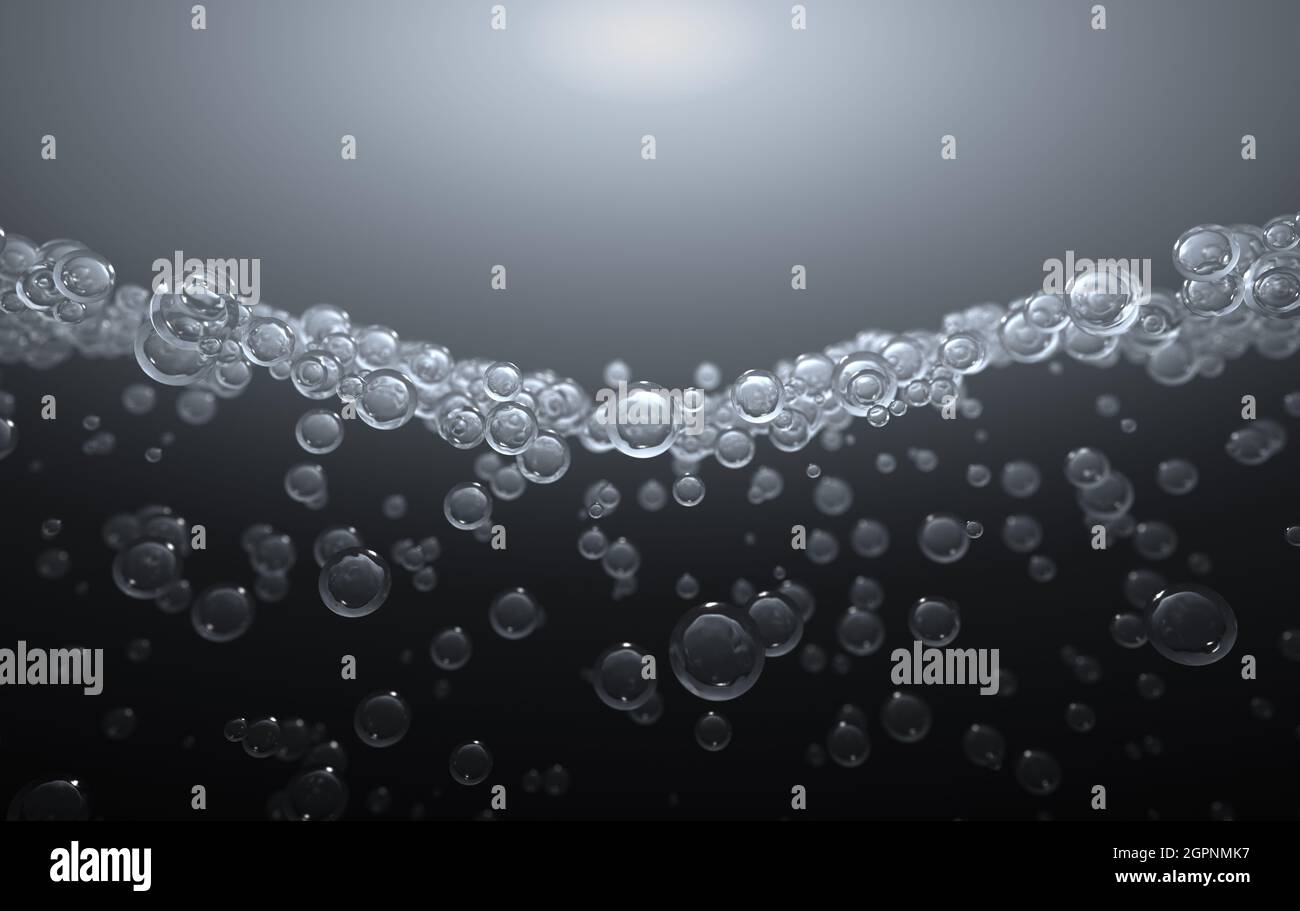 A science concept of a collection of transparent liquid molecules ...