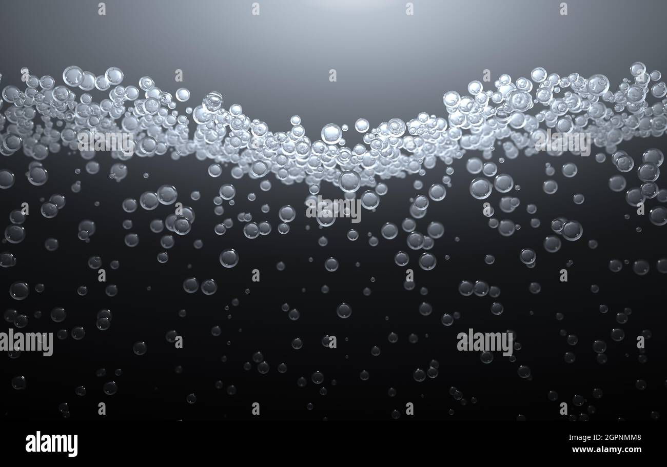 A science concept of a collection of transparent liquid molecules ...