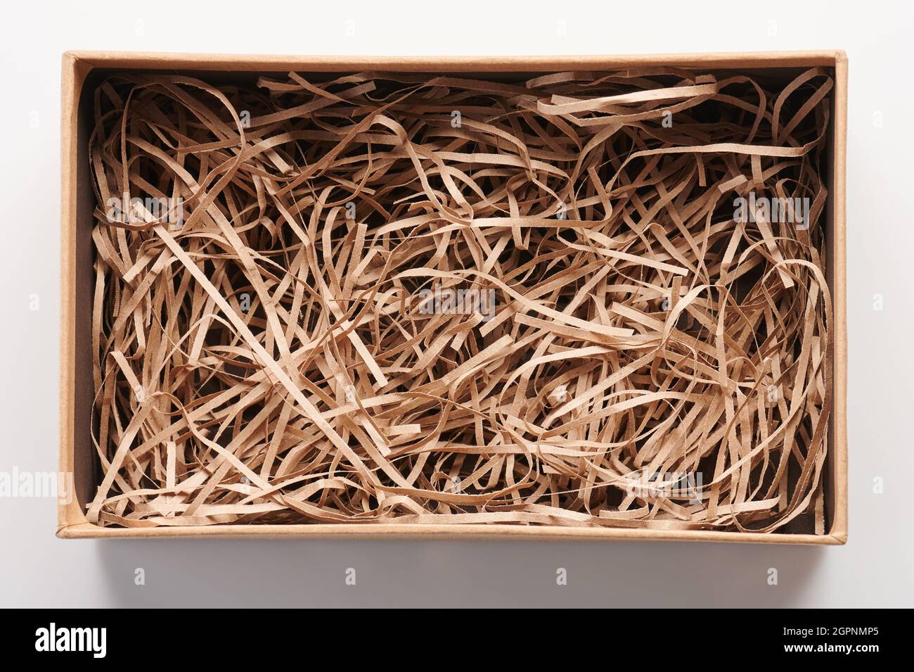 Rectangle open paper box with shreds above top view isolated Stock ...
