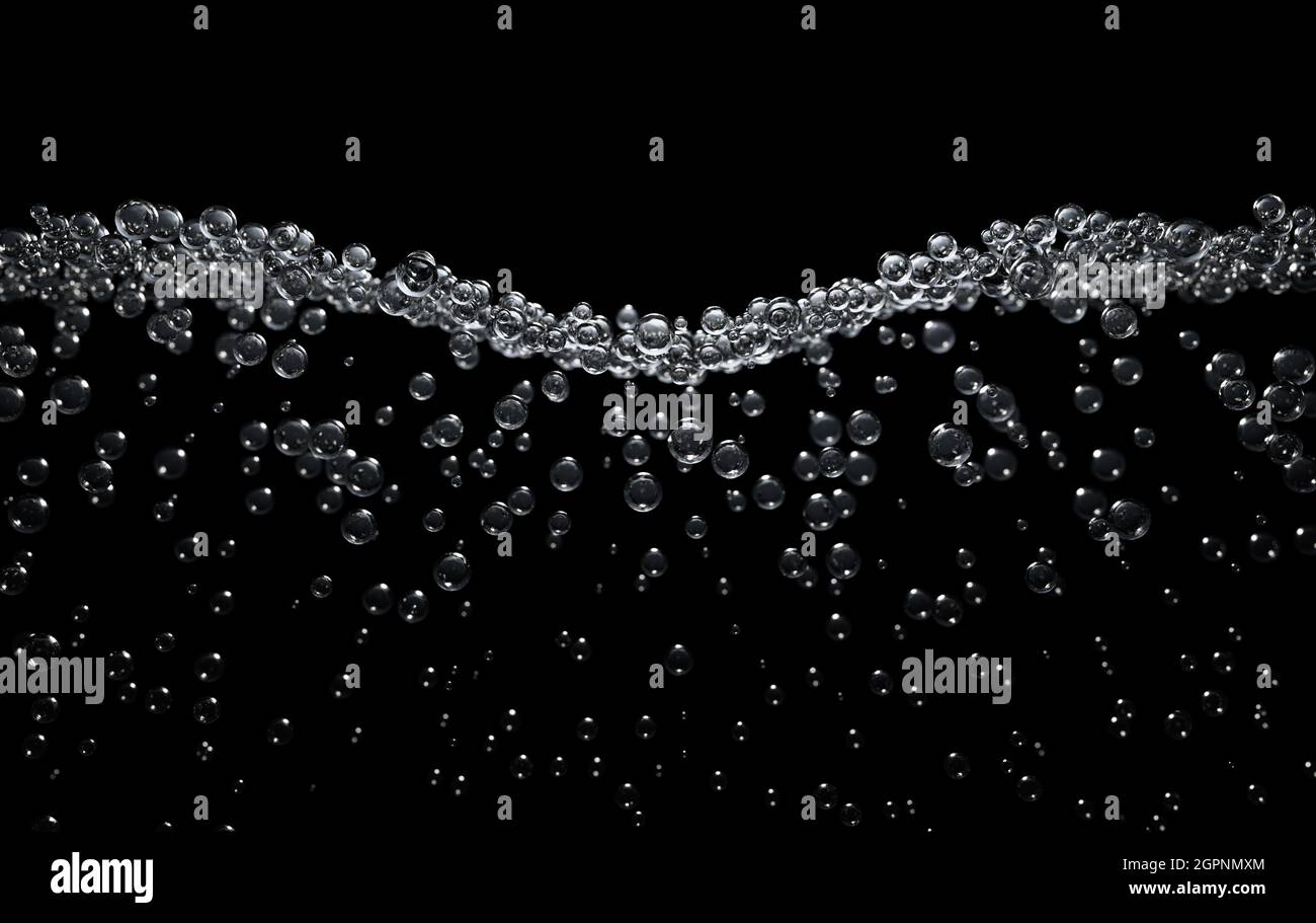 A science concept of a collection of transparent liquid molecules ...