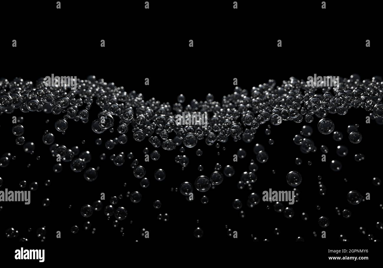A science concept of a collection of transparent liquid molecules ...