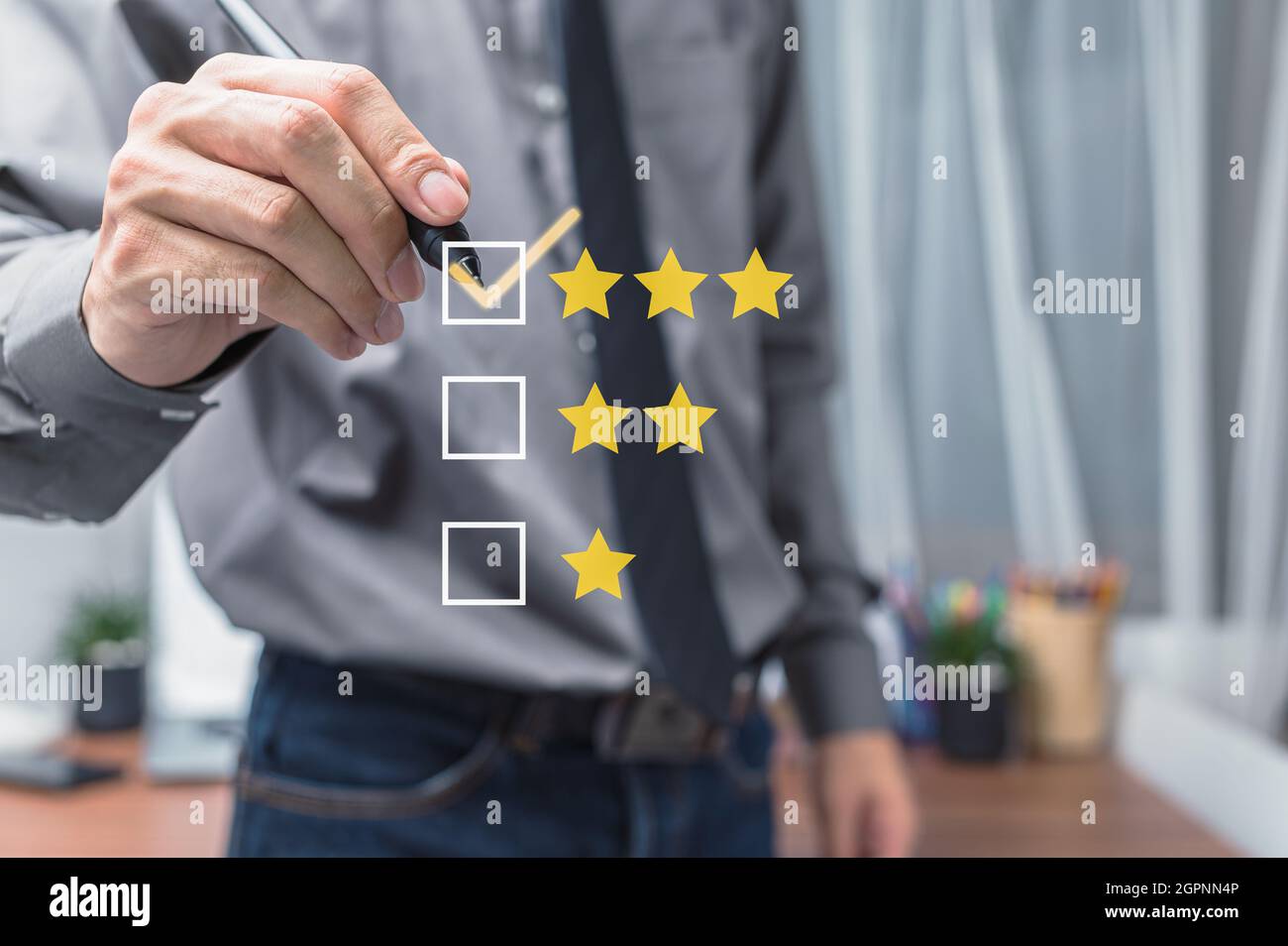 The businessman gave a star rating, the level of satisfaction with the ...