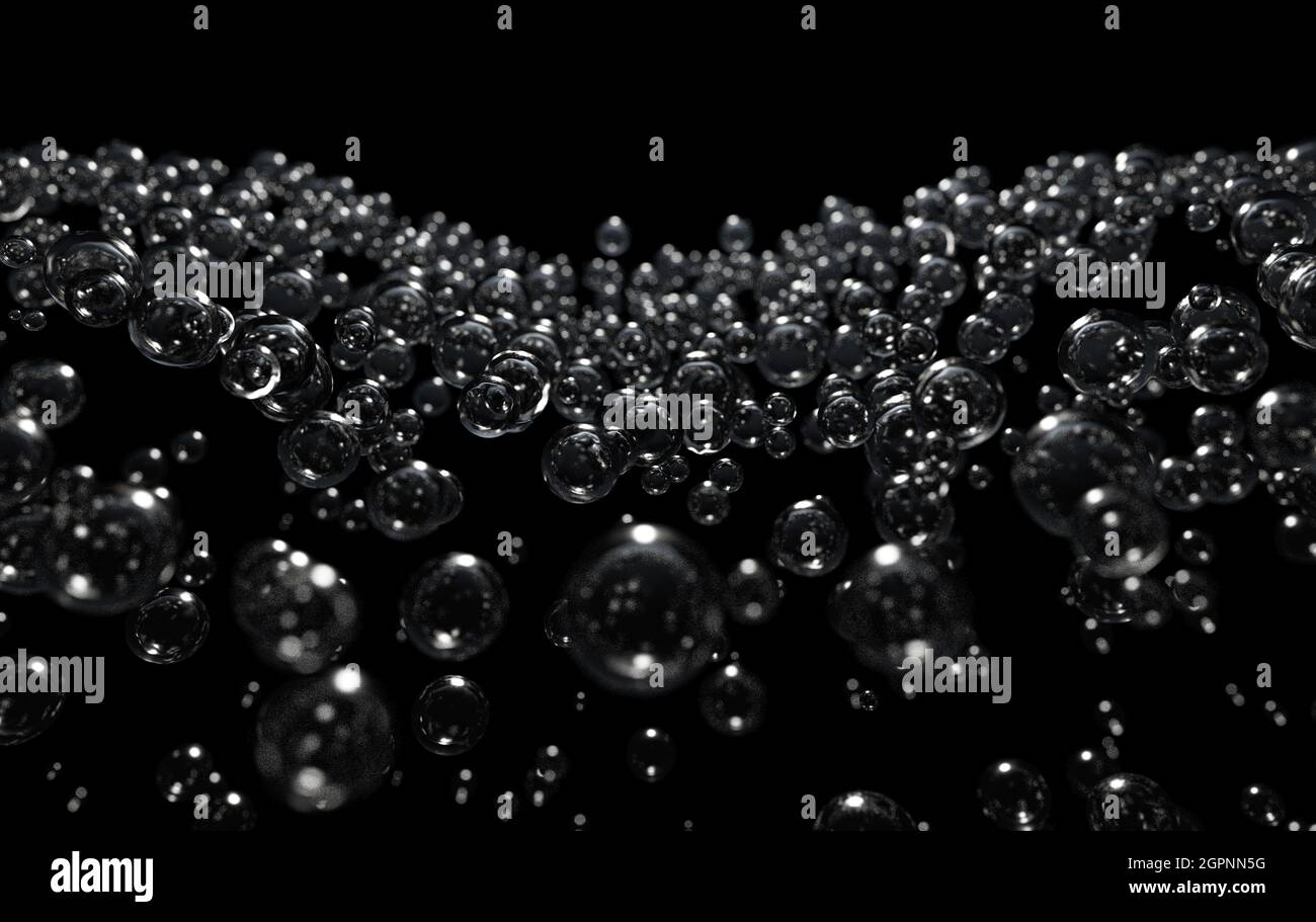 A science concept of a collection of transparent liquid molecules ...