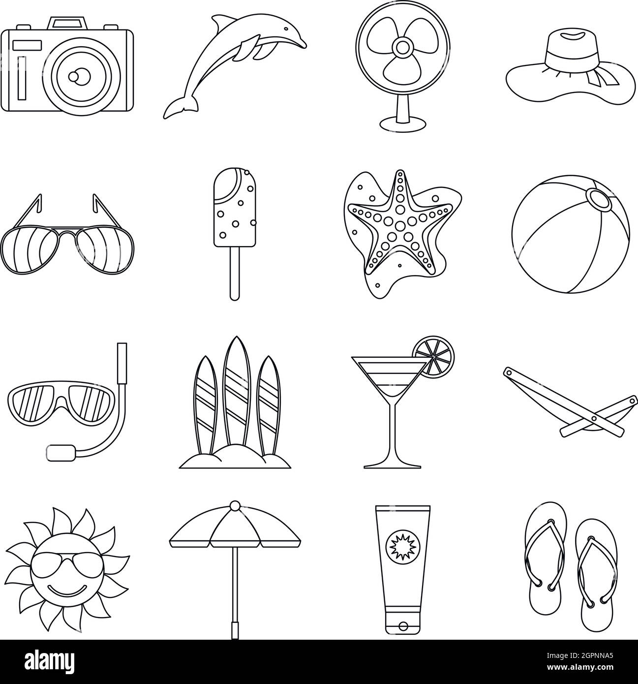 Summer rest icons set, outline style Stock Vector Image & Art - Alamy