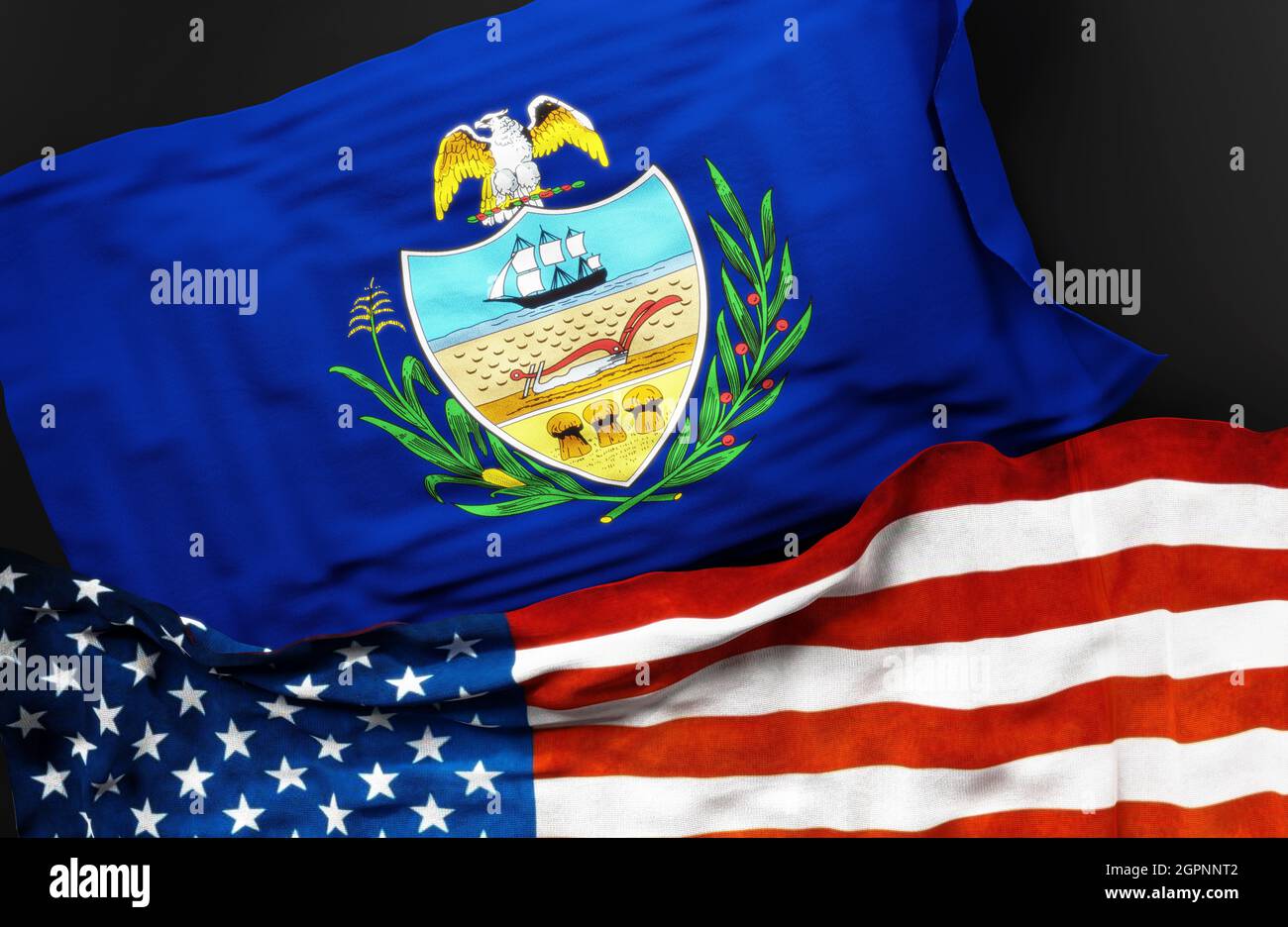 Flag of Allegheny County Pennsylvania along with a flag of the United ...