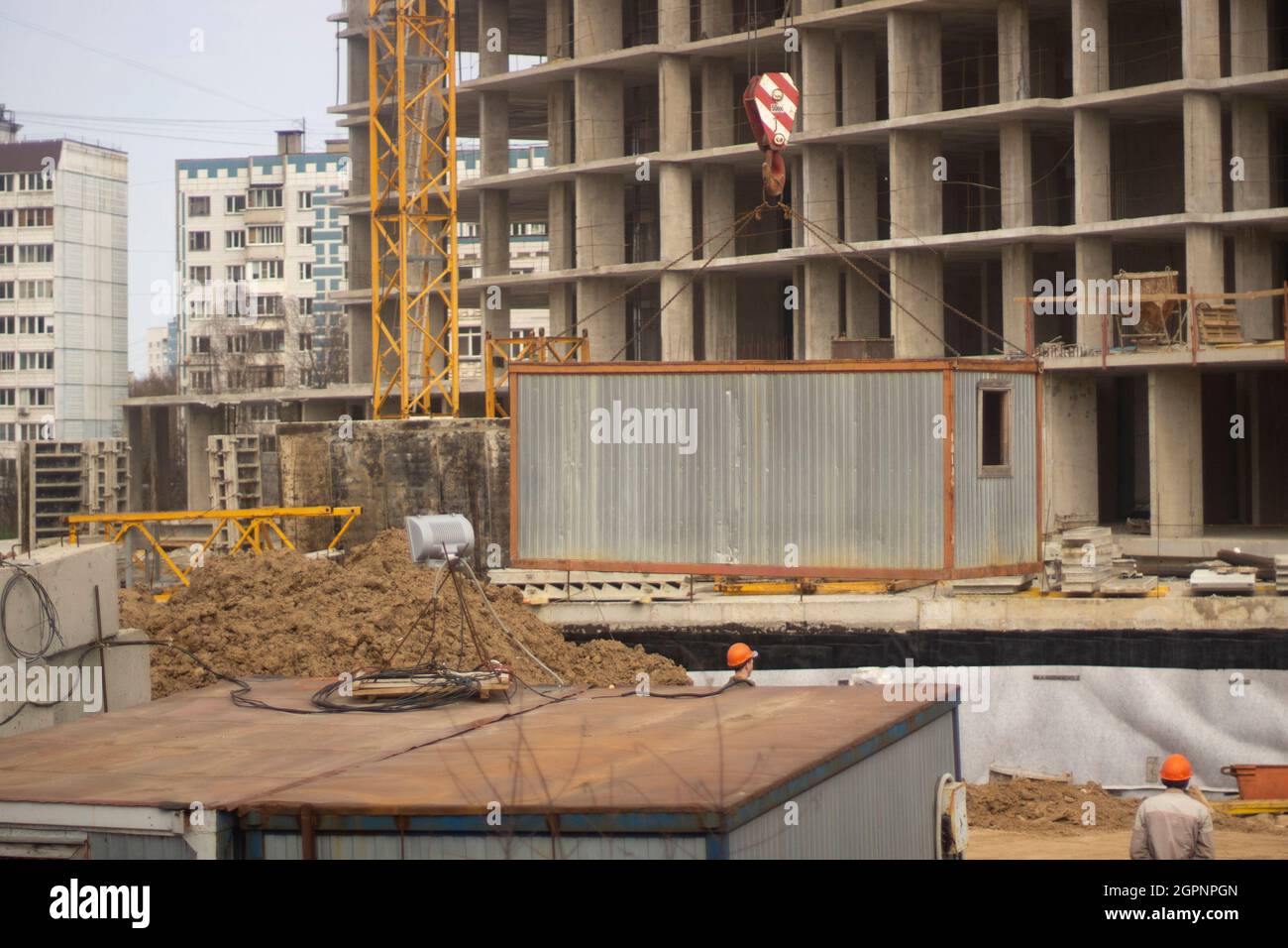 Construction in the city. Construction of the building. Construction ...