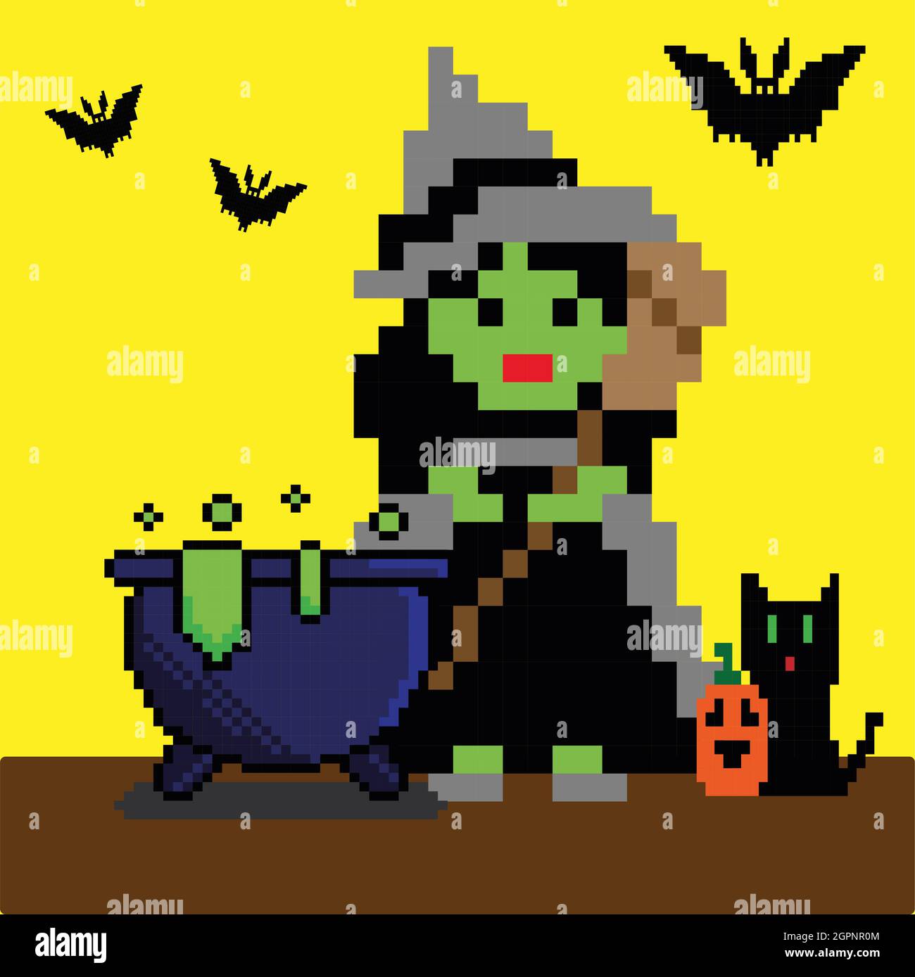 Halloween Wallpaper or background. Pixel Illustration. Pixel Art Design ...