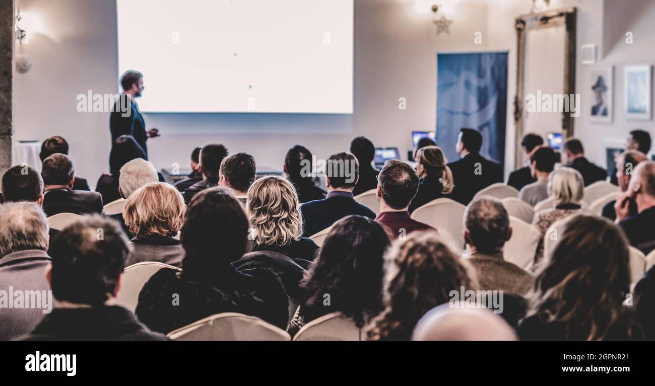 Public speaker giving talk at Business Event Stock Photo - Alamy