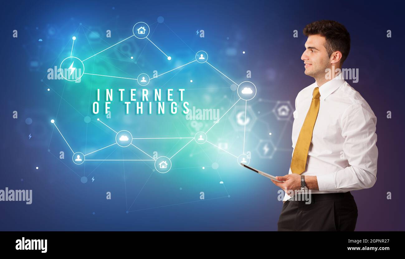 Businessman thinking about technology concept Stock Photo - Alamy