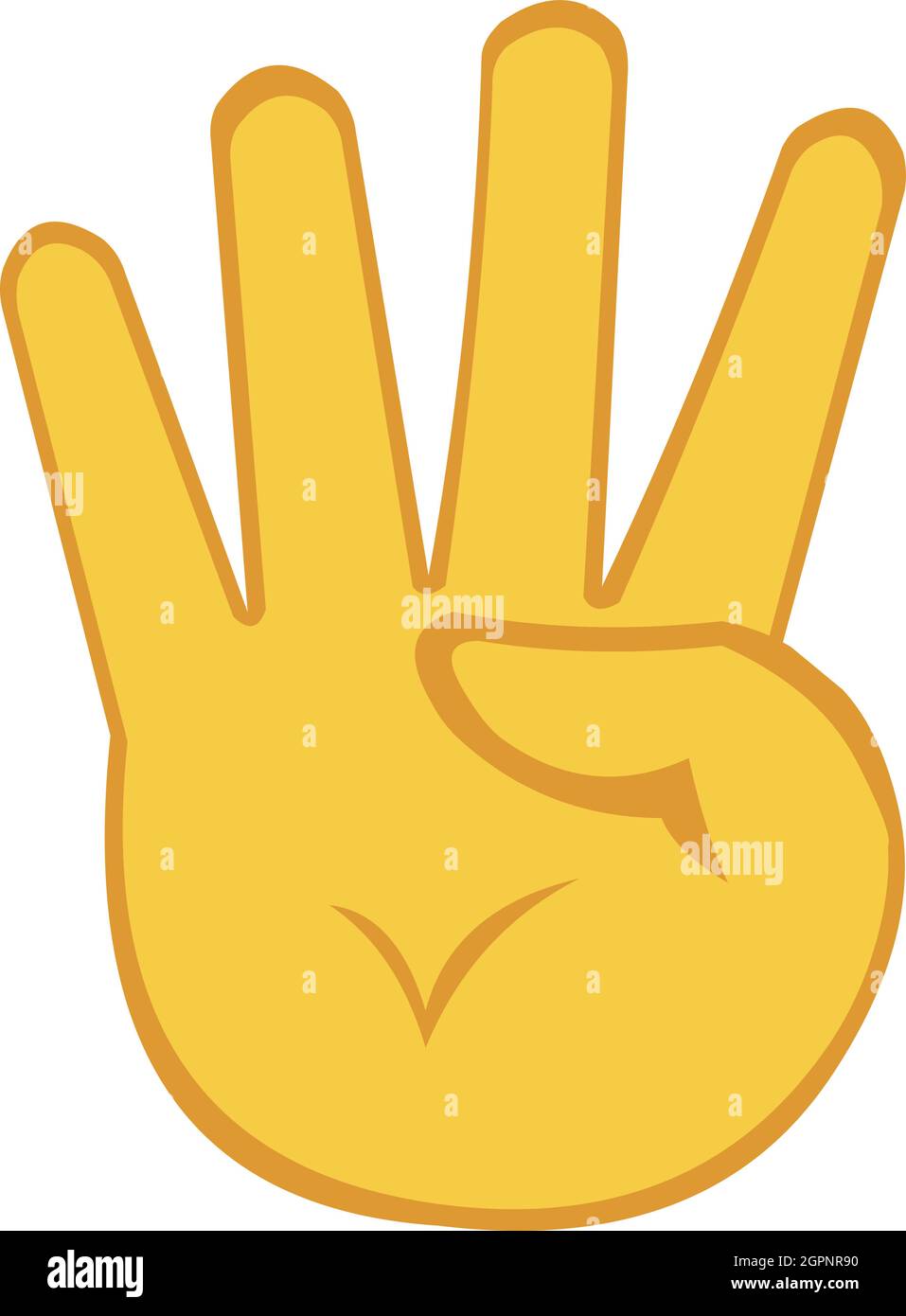 Vector emoticon illustration of a yellow cartoon hand counting to four Stock Vector Image & Art ...