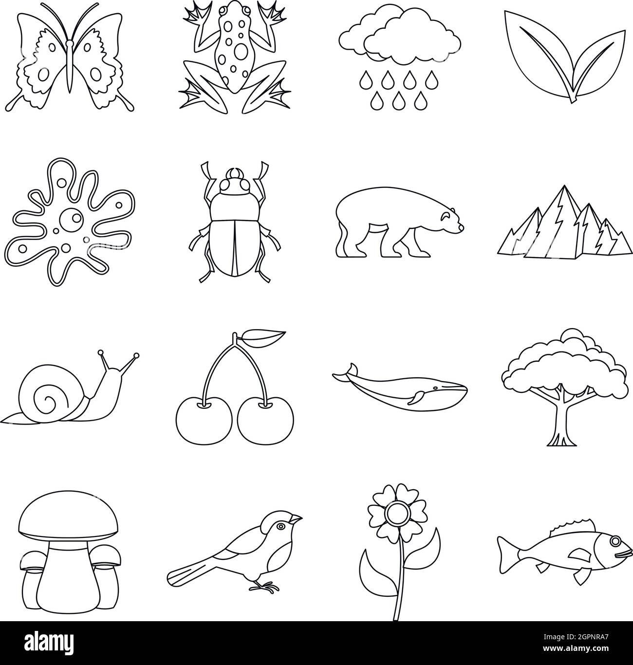 Nature items icons set, outline style Stock Vector Image & Art - Alamy