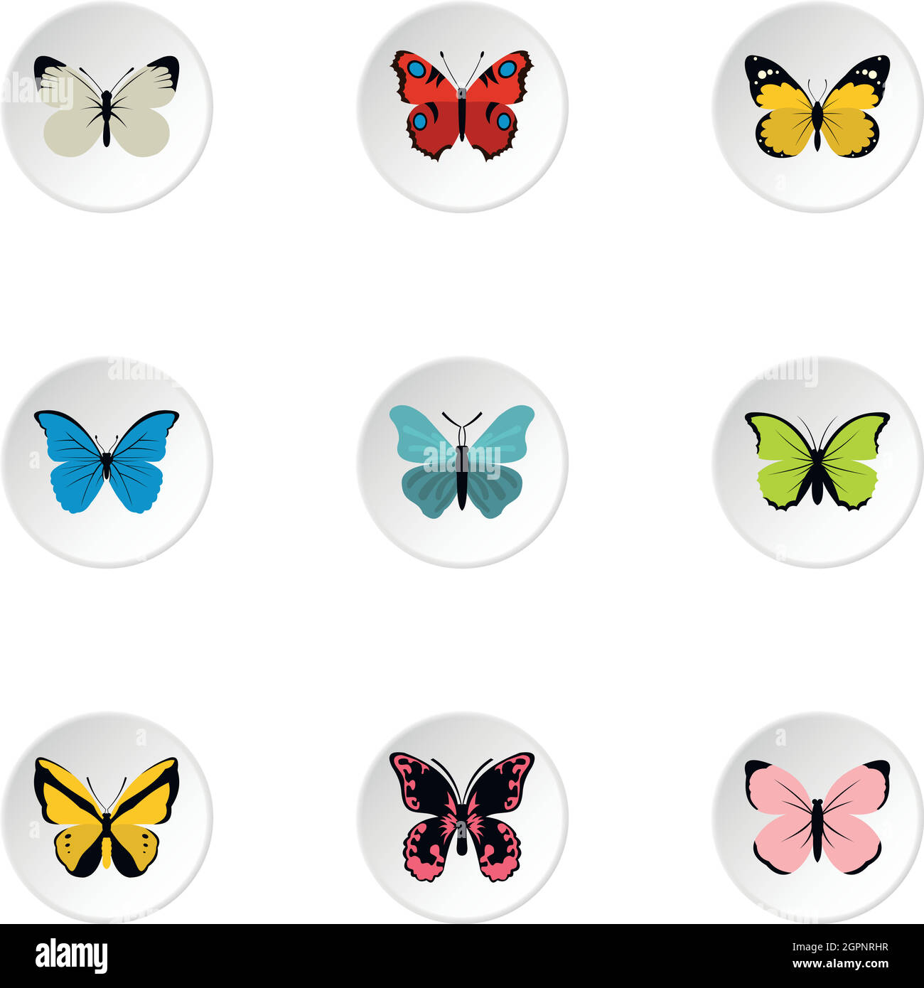 Creatures butterflies icons set, flat style Stock Vector Image & Art ...
