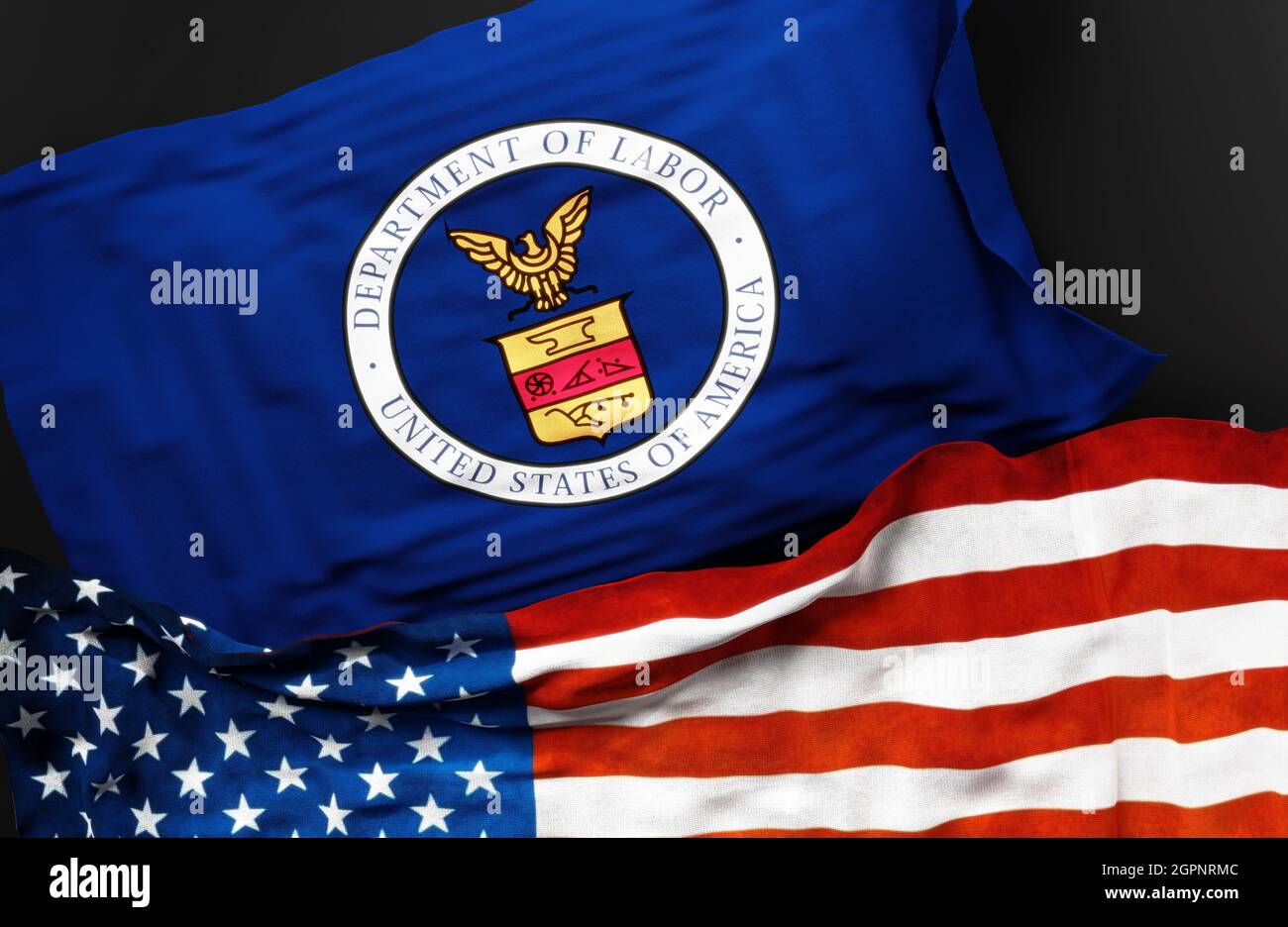 Flag of the United States Department of Labor 1915 to 1960 along with a ...