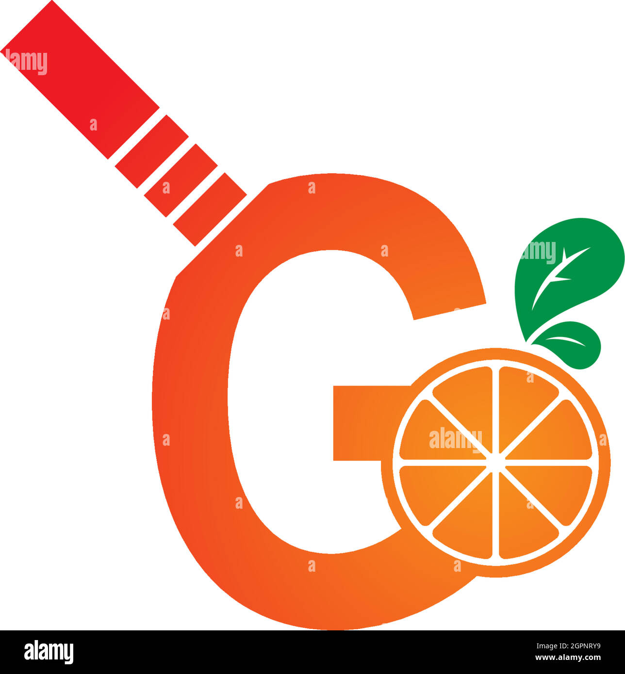 Letter G with juice orange icon logo design template Stock Vector Image ...
