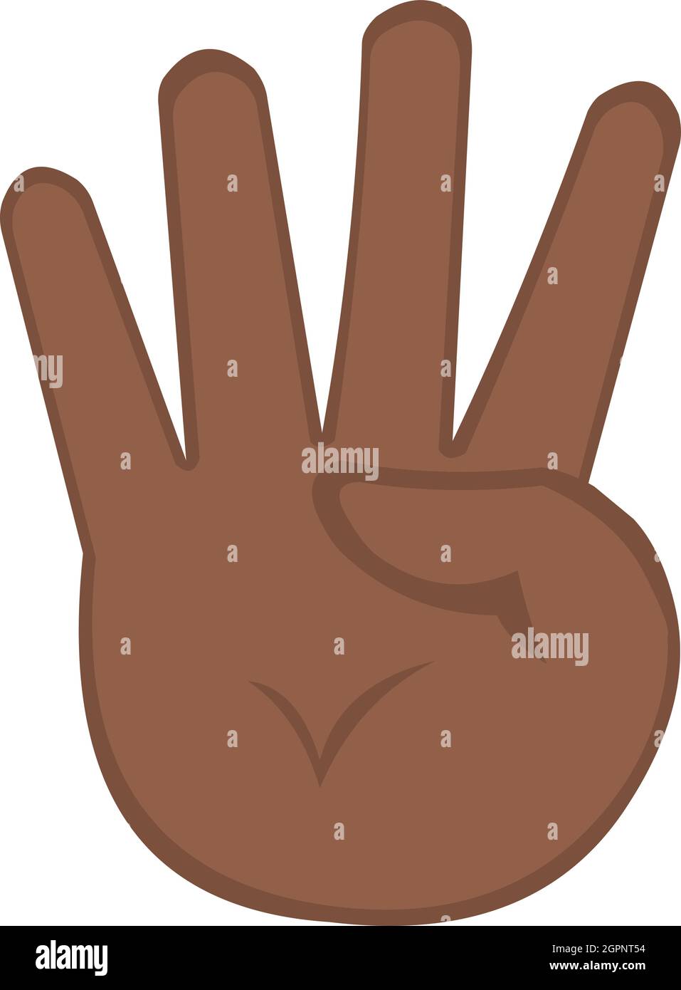 Vector emoticon illustration of a brown cartoon hand counting to four ...