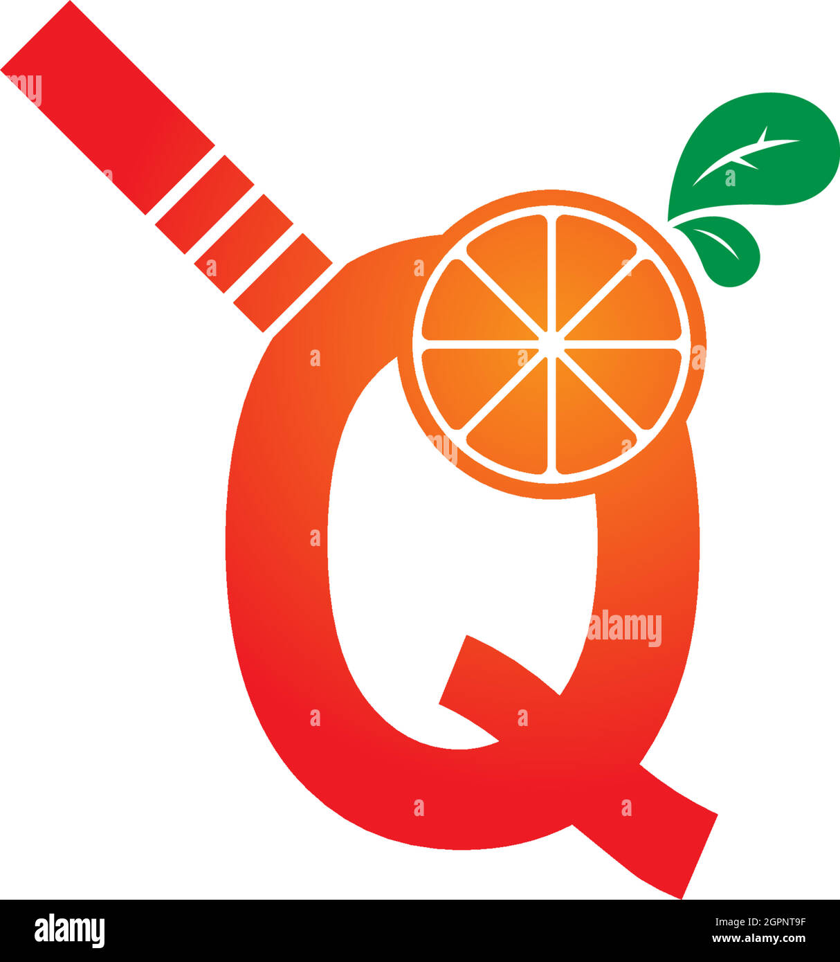 Letter Q with juice orange icon logo design template Stock Vector Image ...