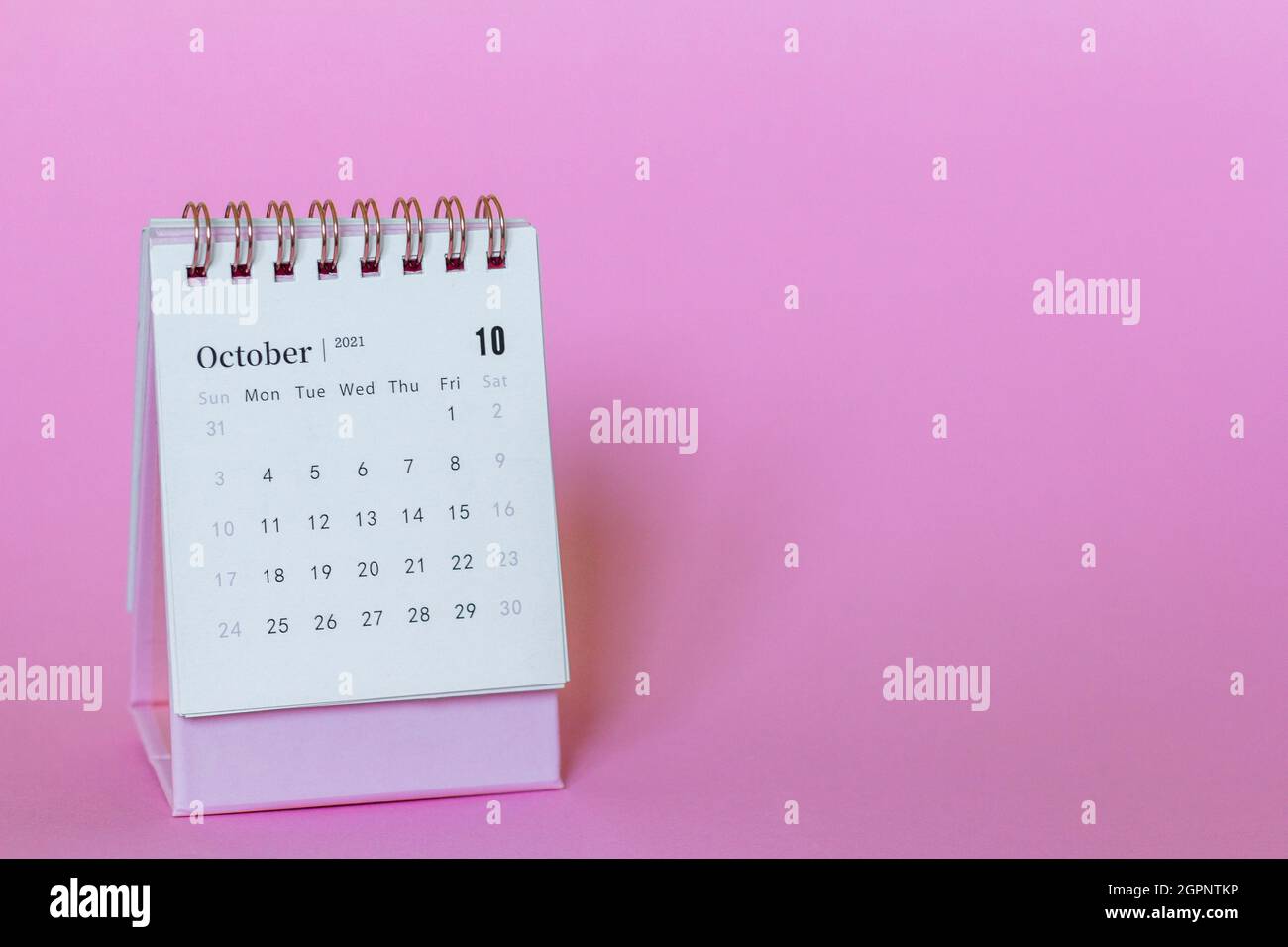 Calendar with tear-off sheets for October 2021. A desktop calendar for ...