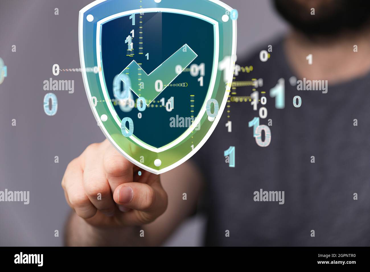 3d rendering of the cybersecurity of digital network systems near a ...