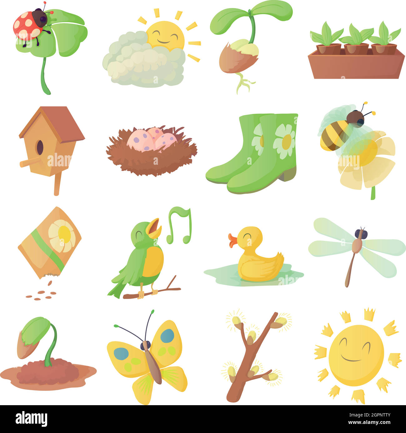 Spring things icons set, cartoon style Stock Vector Image & Art - Alamy