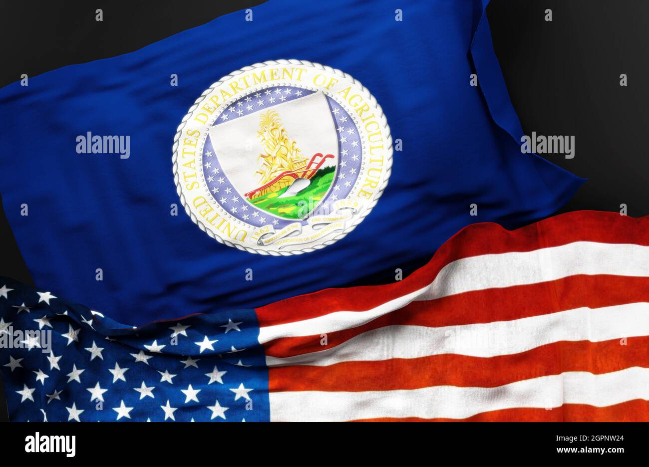 Flag of the United States Department of Agriculture along with a flag ...