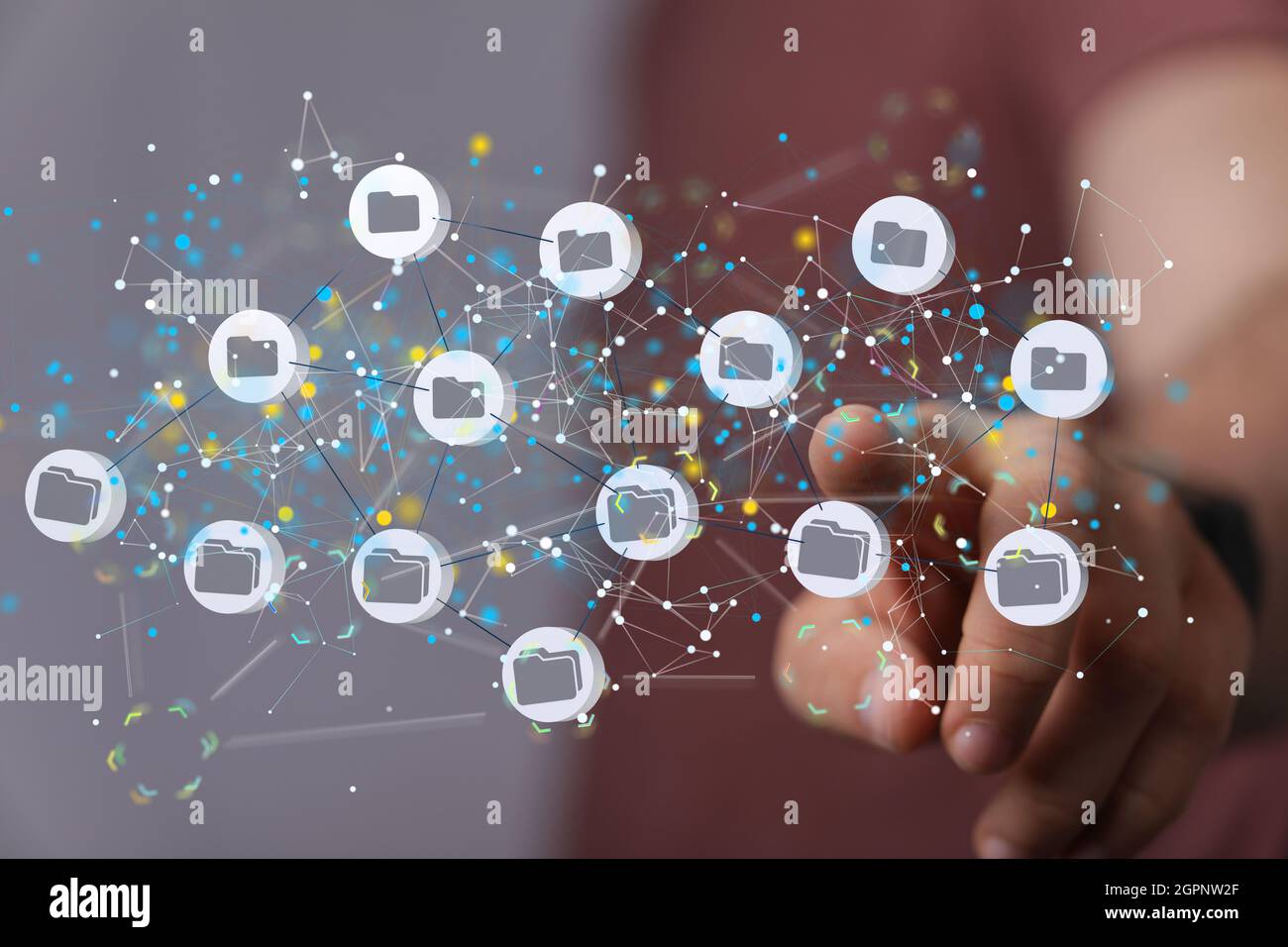 3d rendering of integrated digital web concept near a hand Stock Photo ...