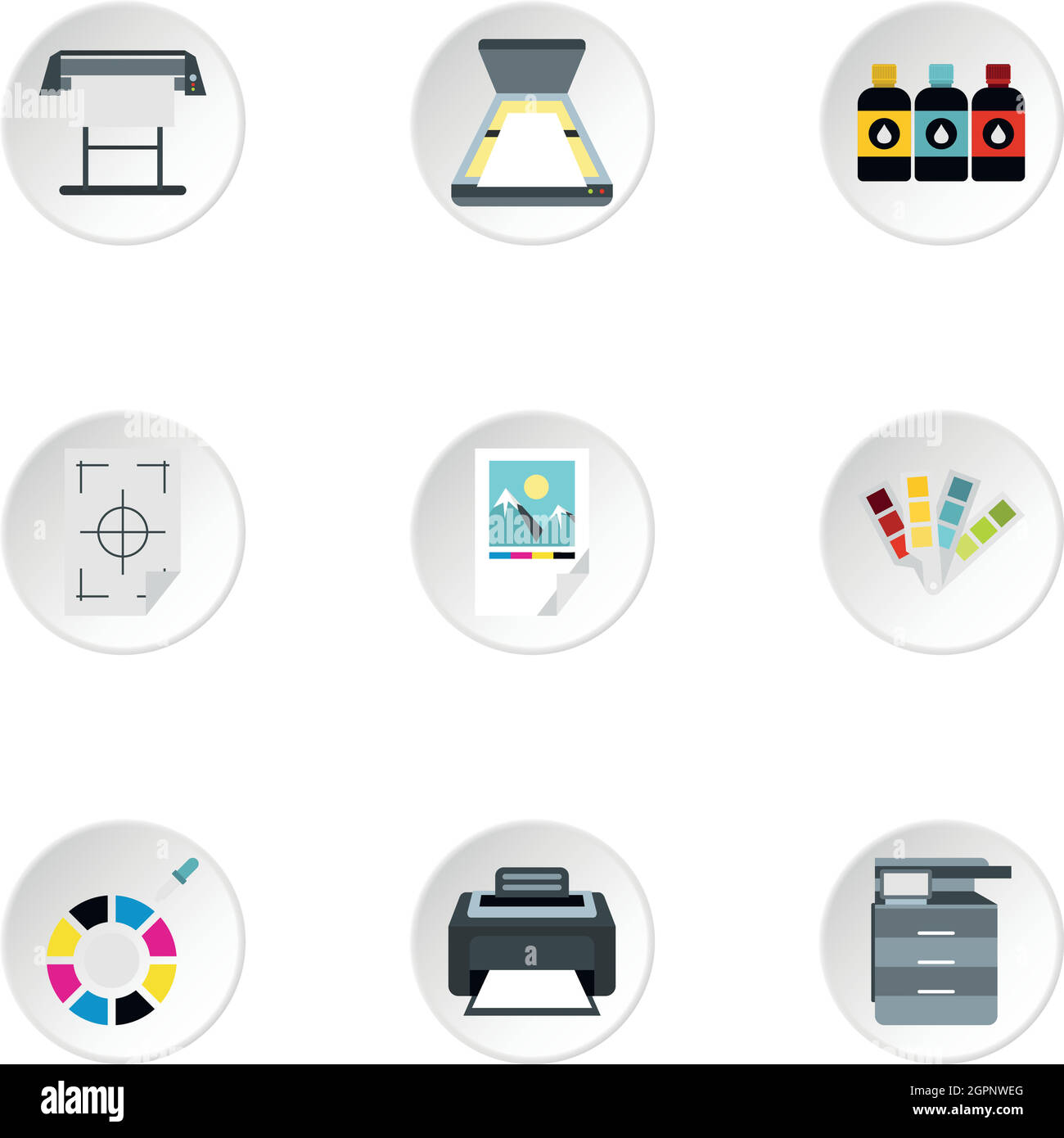 Printing icons set, flat style Stock Vector Image & Art - Alamy