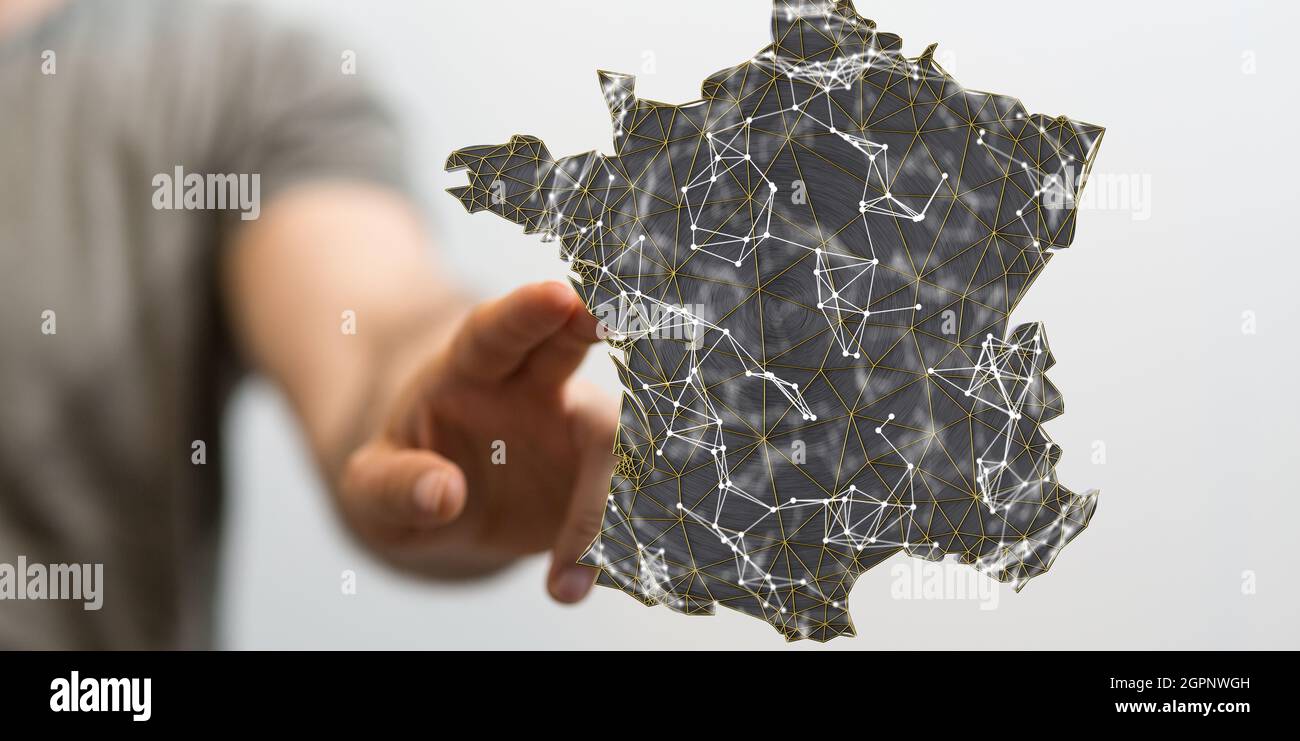 3D rendering of a digital map of France Stock Photo - Alamy