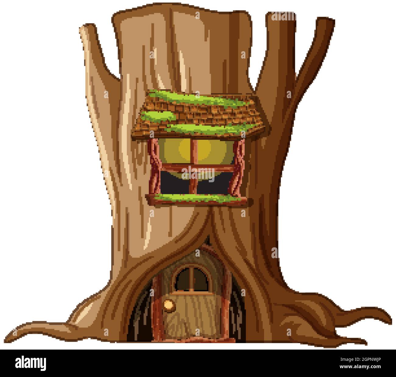 Tree house inside the tree trunk illustration Stock Vector Image & Art ...