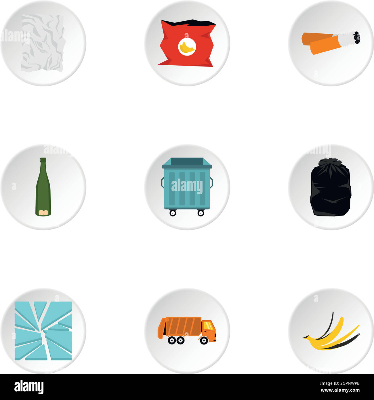 Types of waste icons set, flat style Stock Vector Image & Art - Alamy