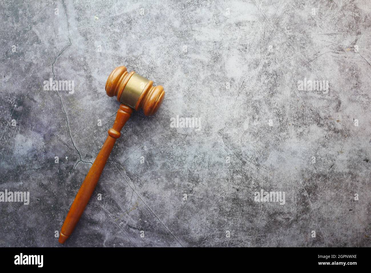 Top view of gavel on black background with copy space Stock Photo - Alamy