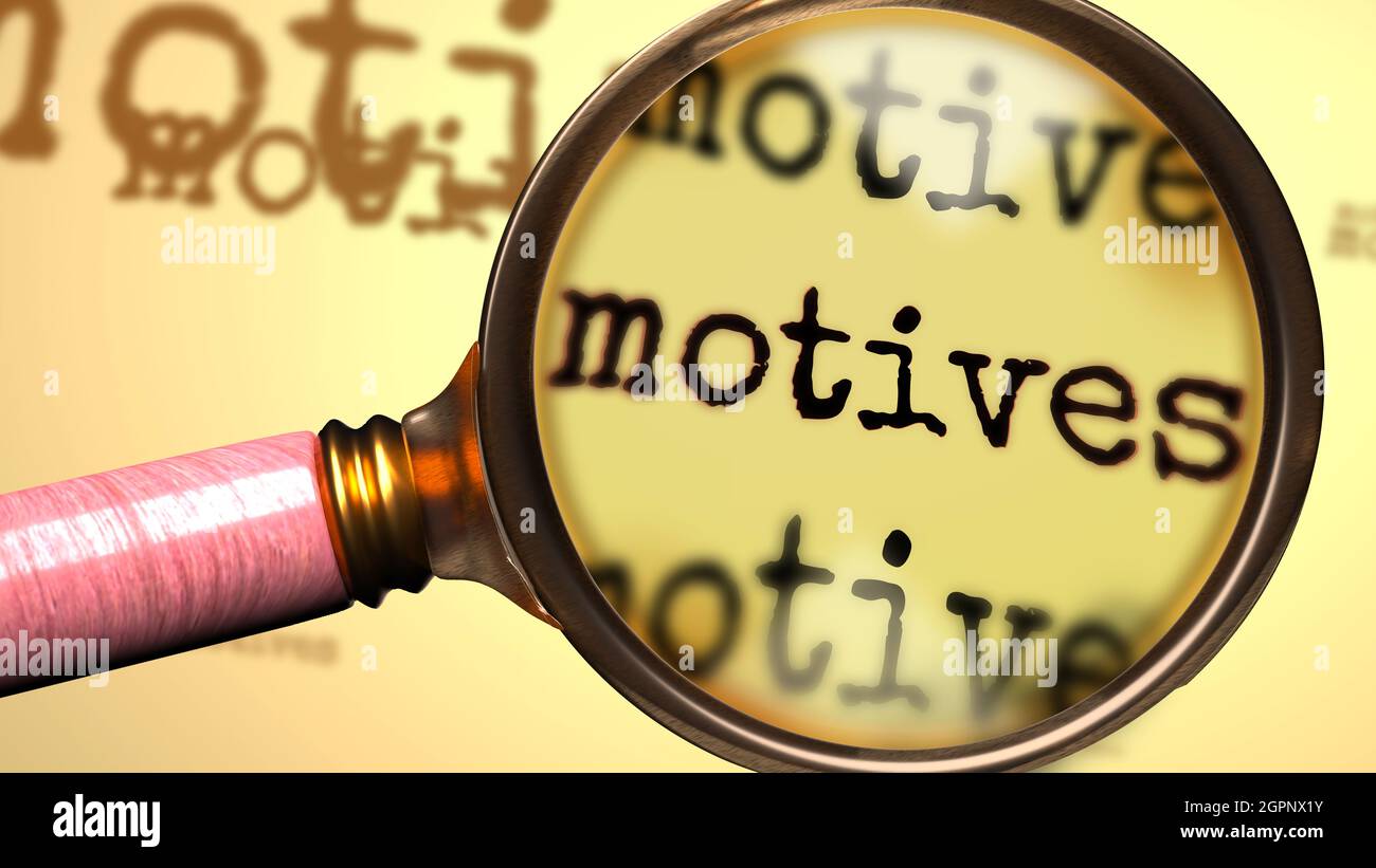 Motives and a magnifying glass on English word Motives to symbolize ...