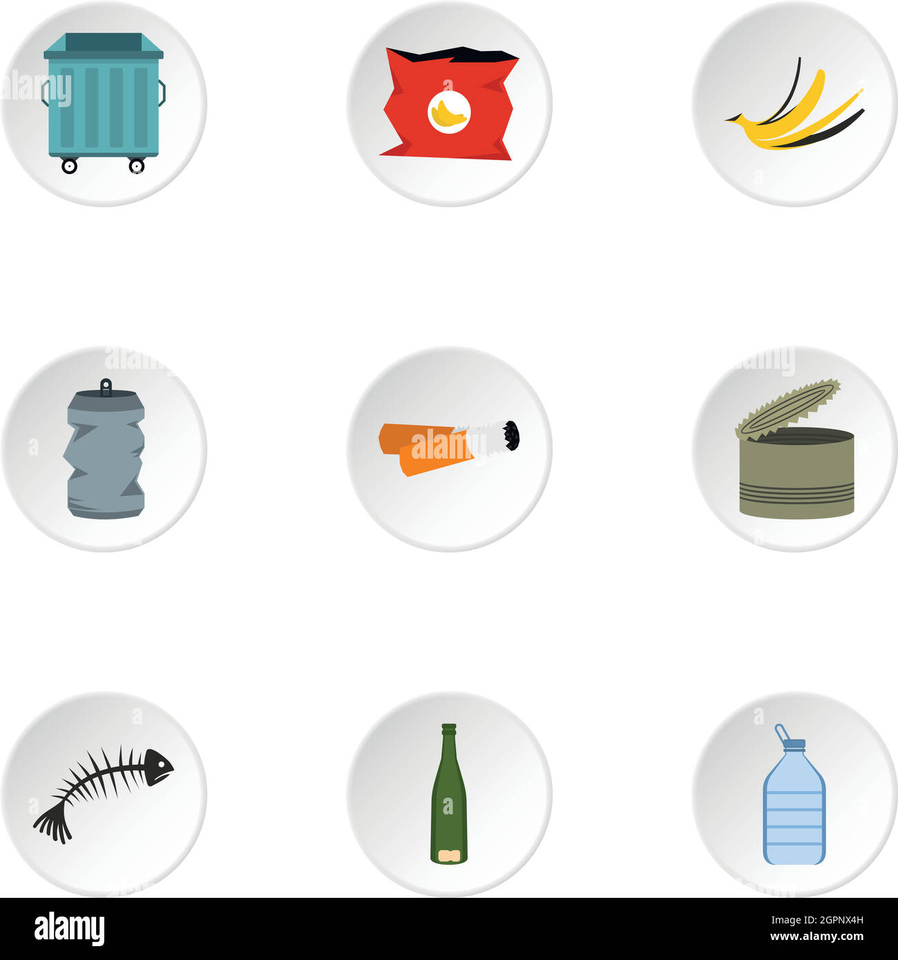 Waste icons set, flat style Stock Vector Image & Art - Alamy