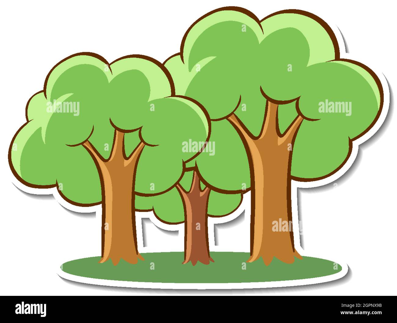 Cartoon tree sticker on white background illustration Stock Vector ...