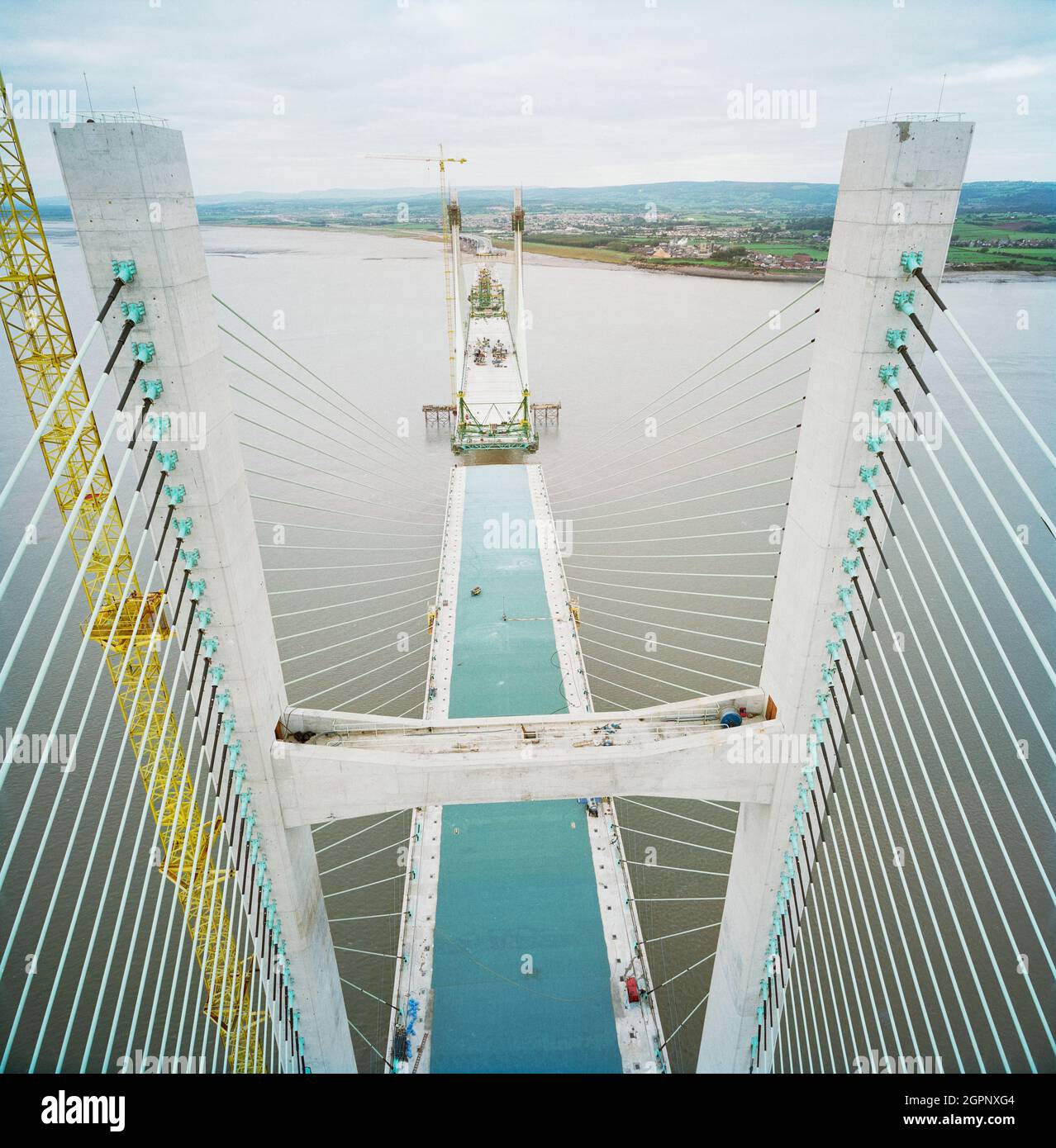 A view looking west from the top of the Second Severn Crossing during ...