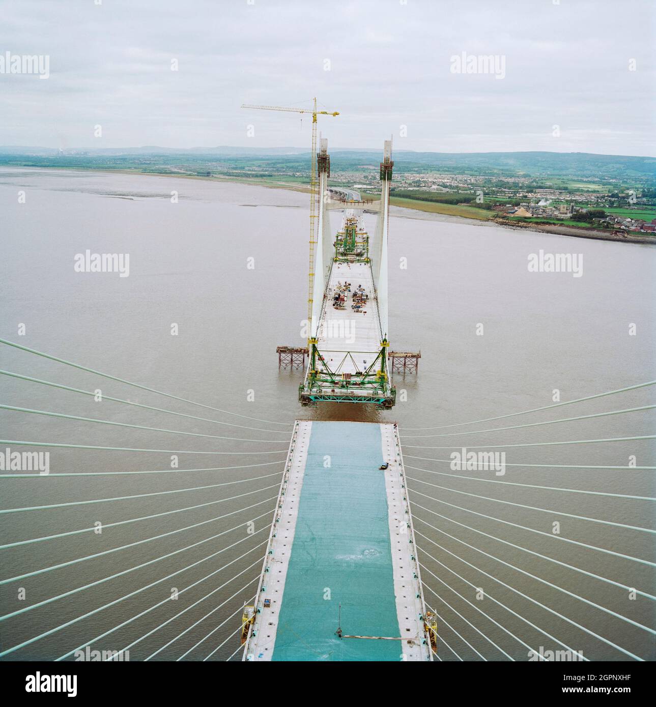 A view looking west from the top of the Second Severn Crossing during ...