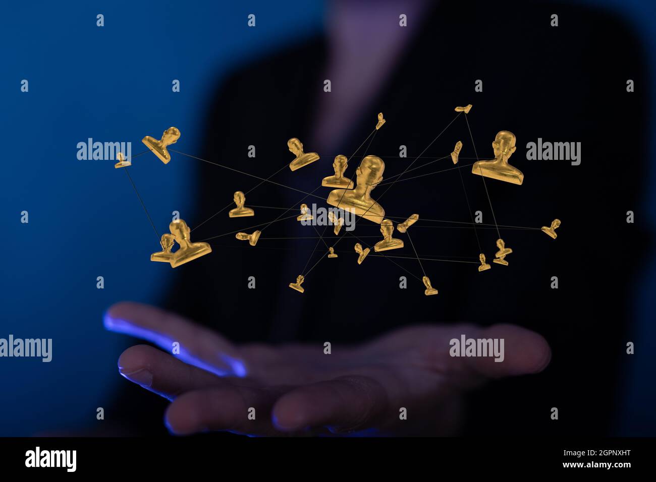 3D rendering of floating human silhouette icons; unity, group, and teamwork concept Stock Photo ...