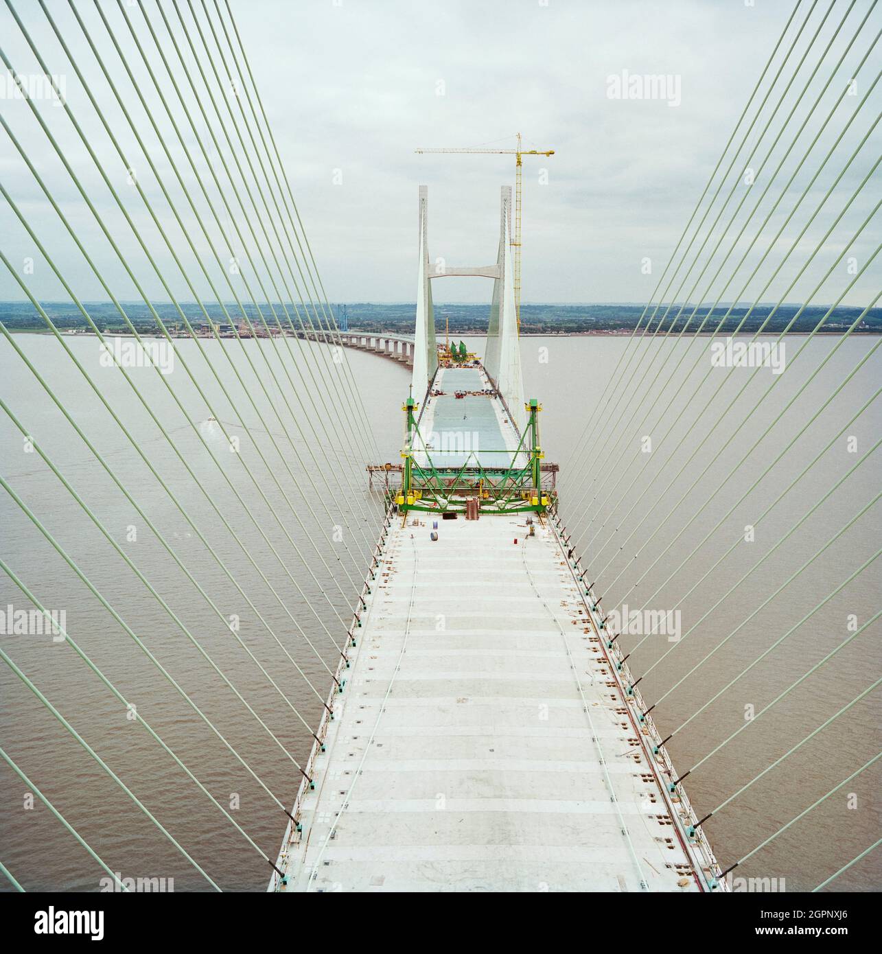 A view looking east along the deck of the bridge during the ...