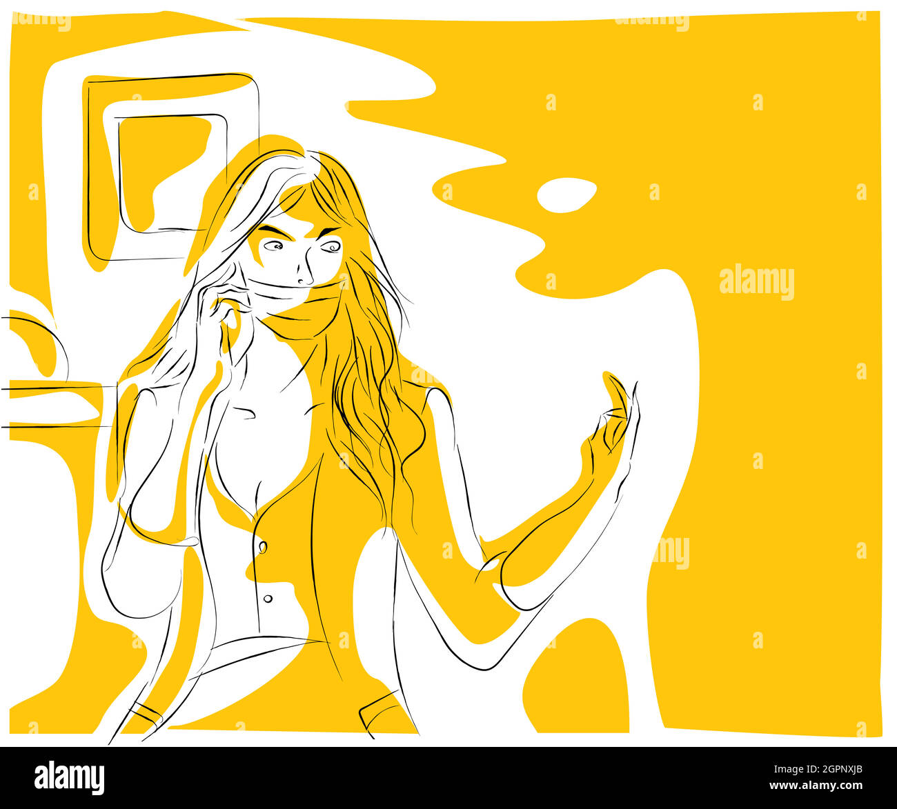 Woman medical mask warning Stock Vector Images - Alamy