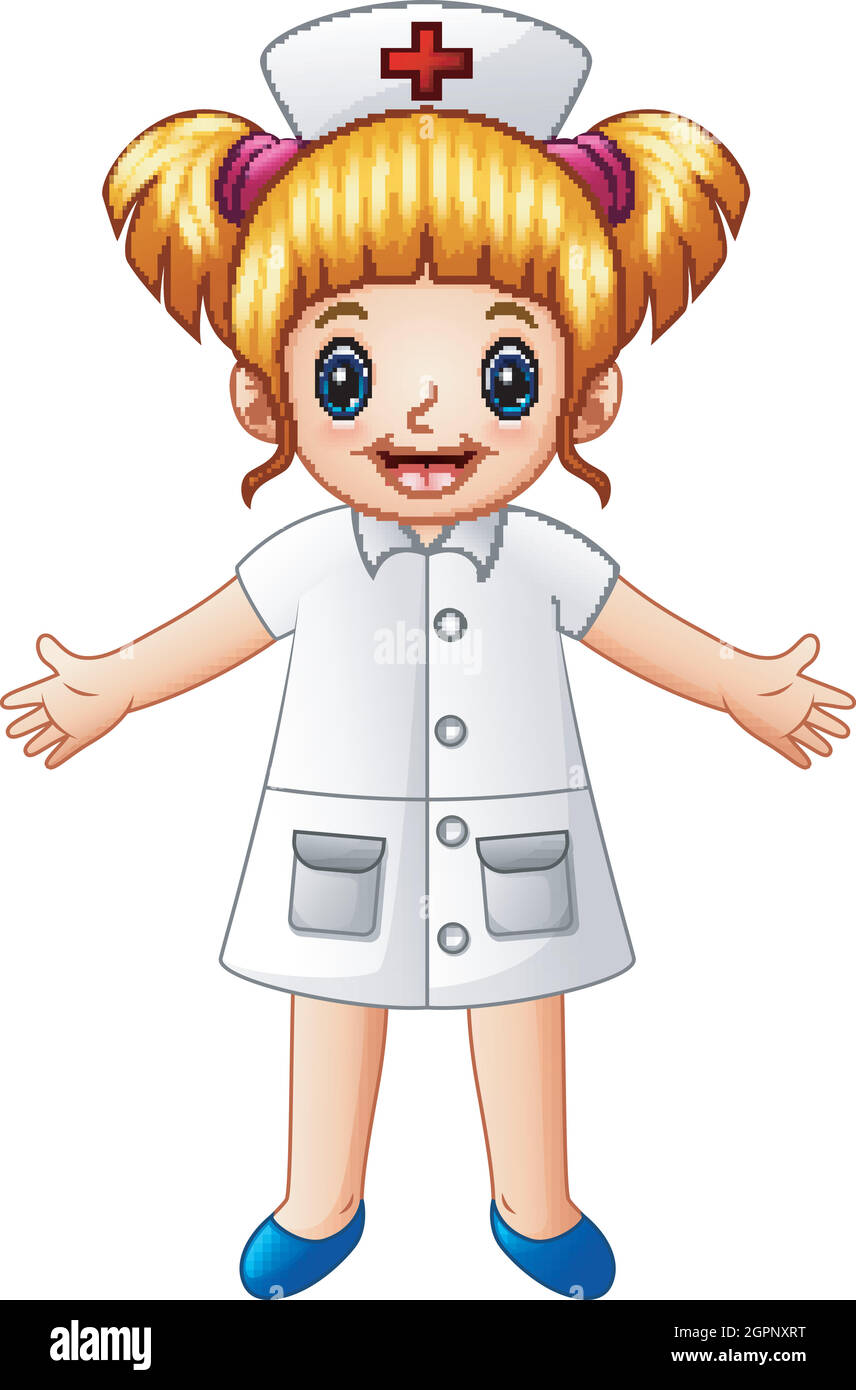 Cute little girl nurse isolated on white background Stock Vector Image ...